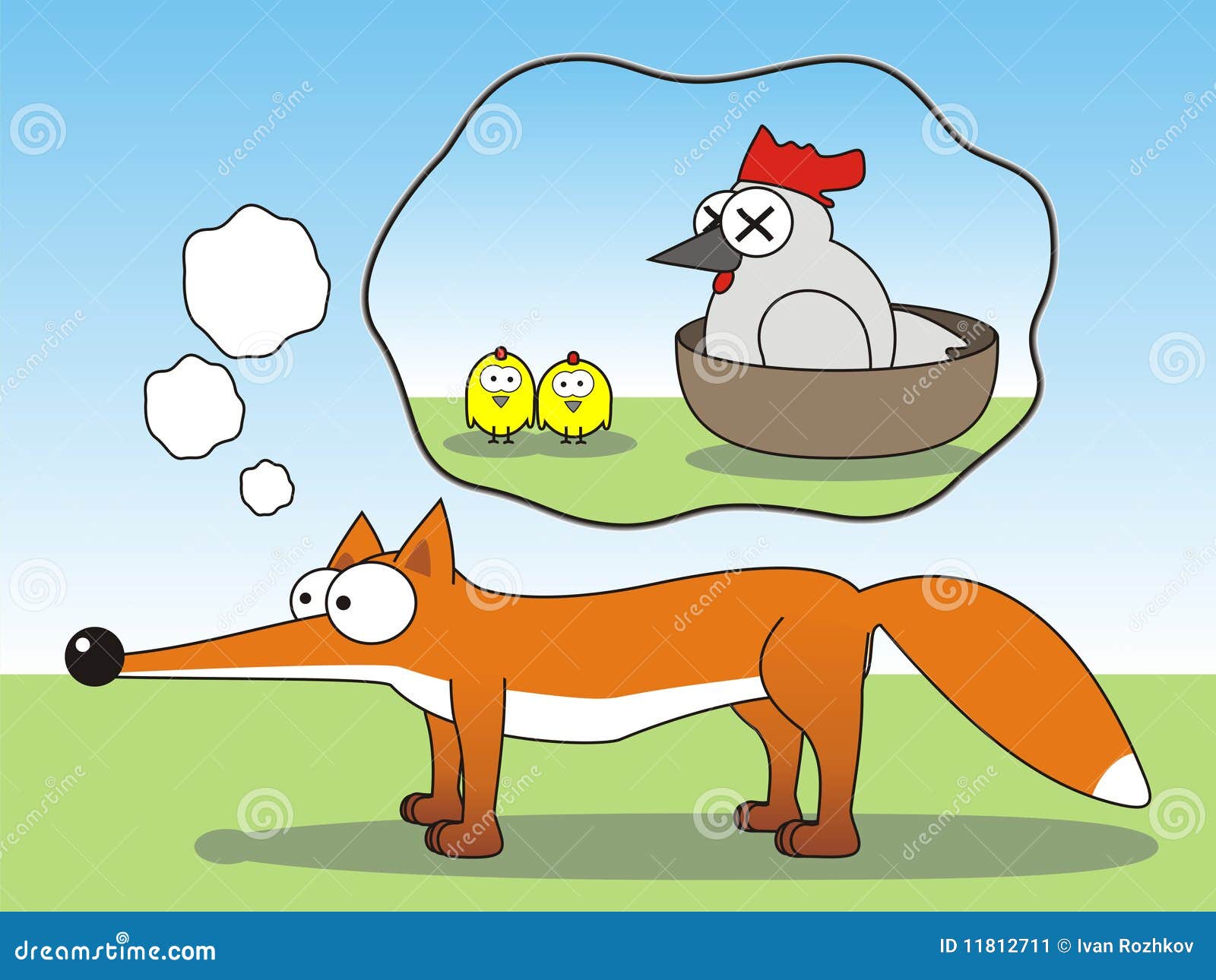 Dreaming fox stock vector. Illustration of foxy, food - 11812711