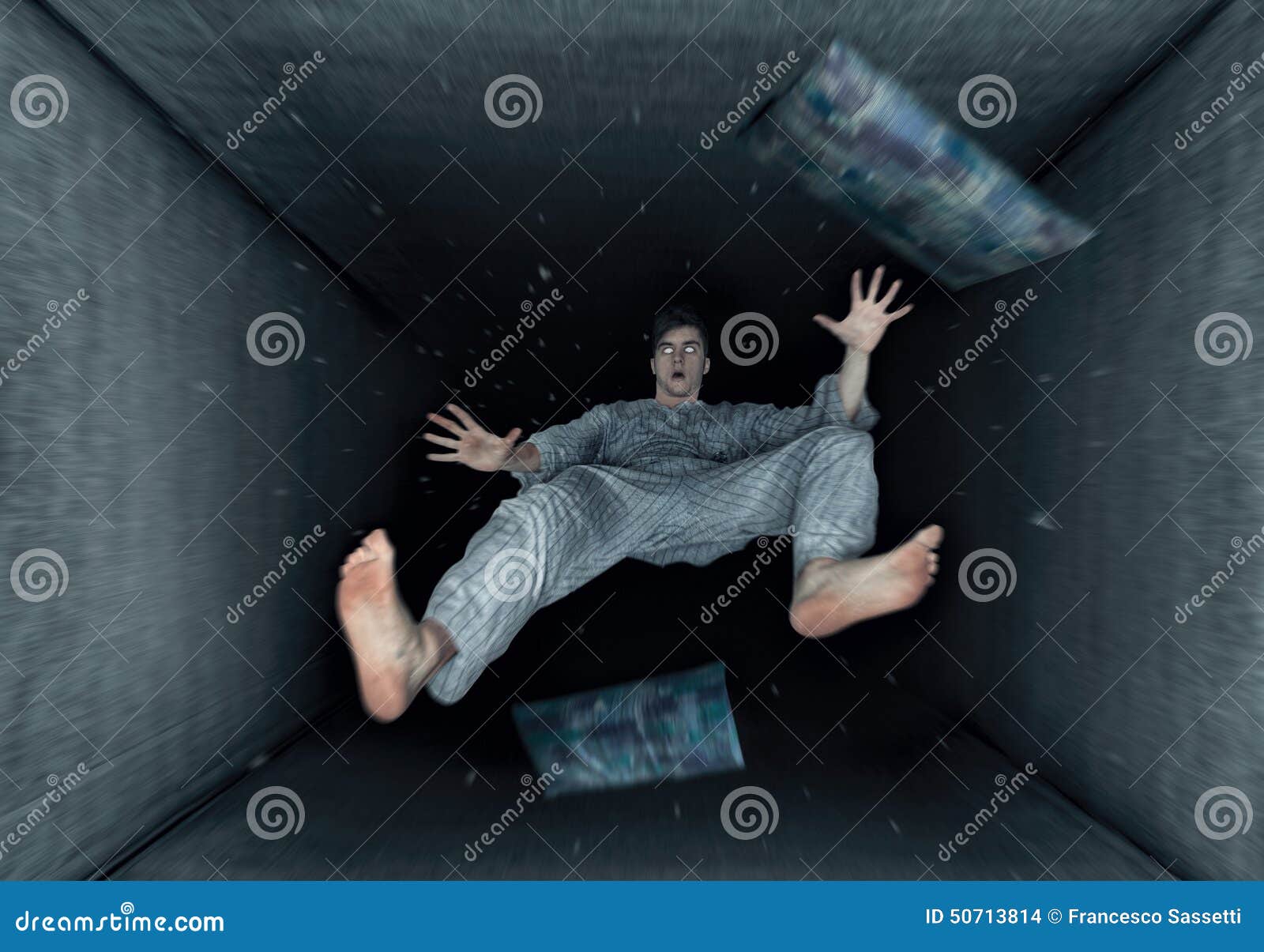 A Dreaming Guy with the Sensation of Falling Stock Photo - Image of ...