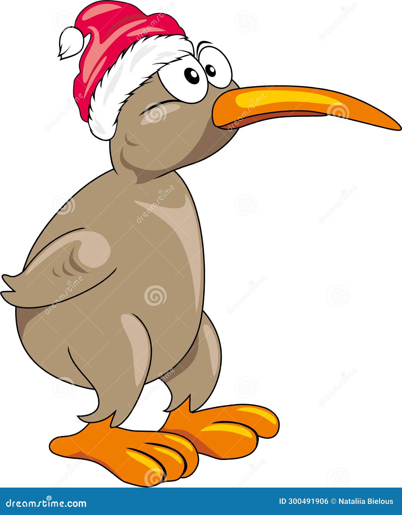 Dreaming Kiwi Bird in Christmas Hat Stock Vector - Illustration of ...