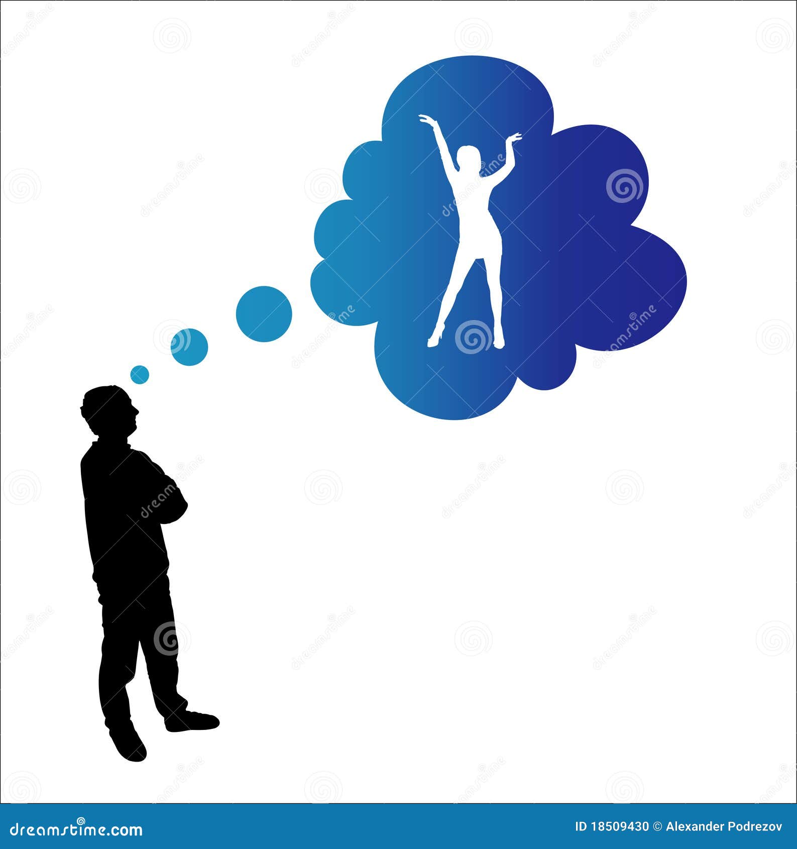 Dreaming man stock vector. Illustration of hand, black - 18509430