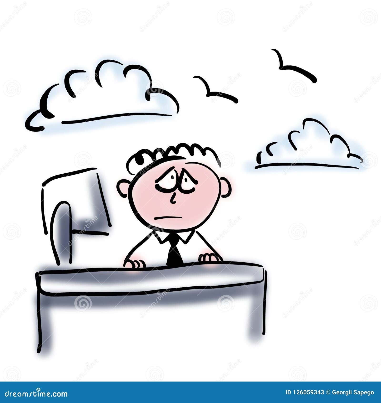 Dreaming office worker stock illustration. Illustration of frustrated ...