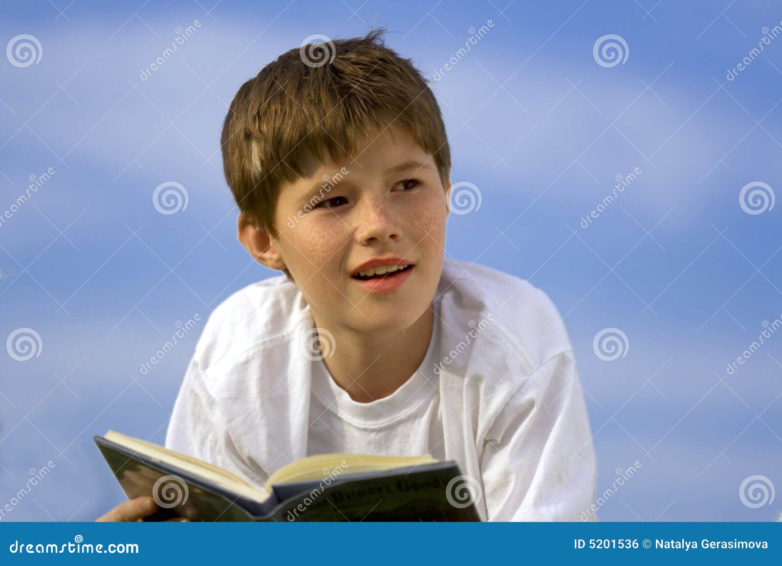 Dreaming over a book stock photo. Image of meadow, happy - 5201536