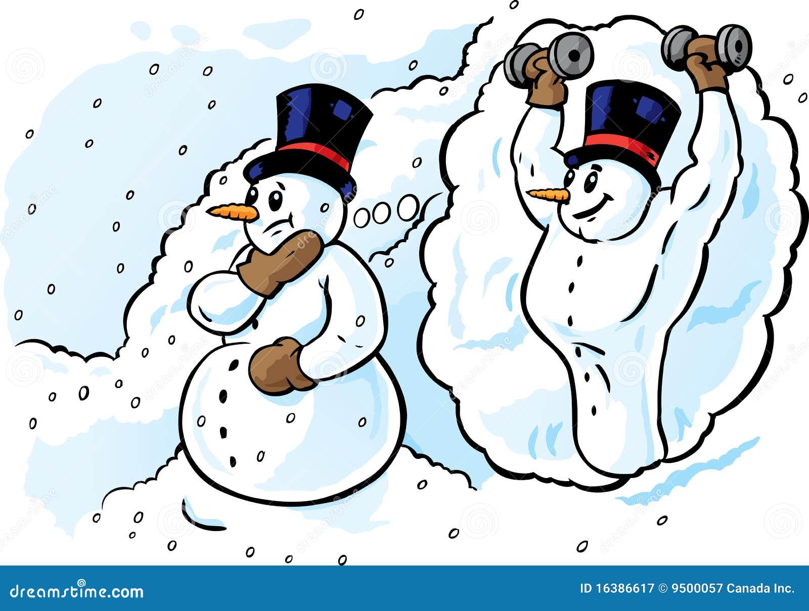 Dreaming Snowman stock vector. Illustration of dumbells - 16386617