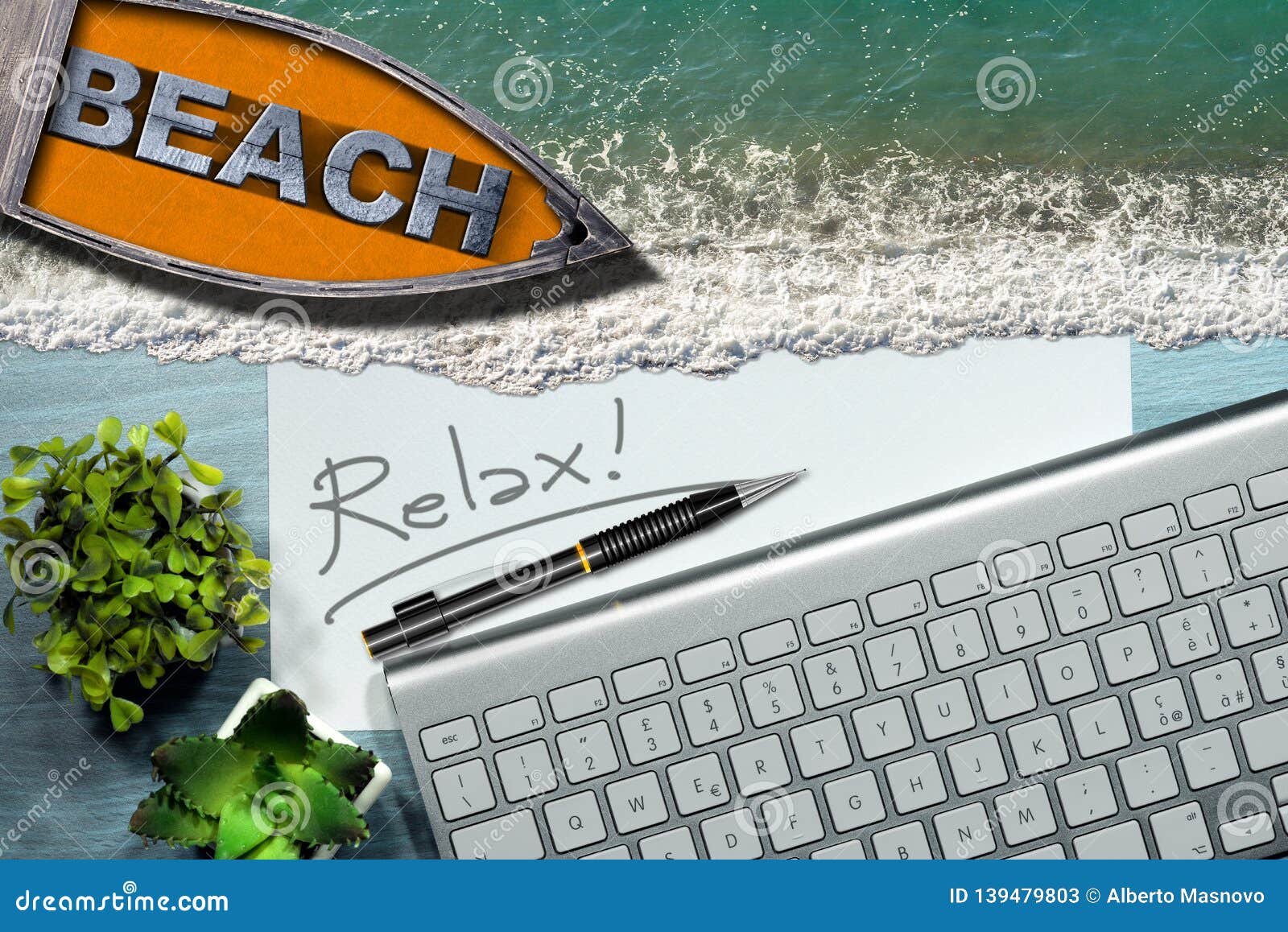 Dreaming Summer Vacation At Work Stock Image Image Of Holiday