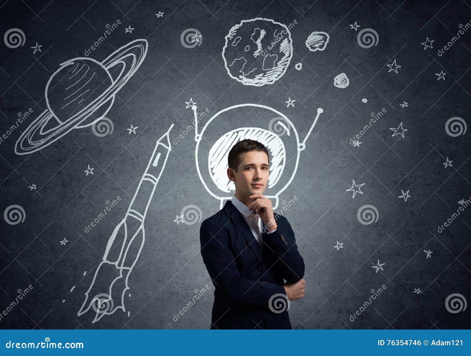 Dreaming to explore space stock photo. Image of moon - 76354746