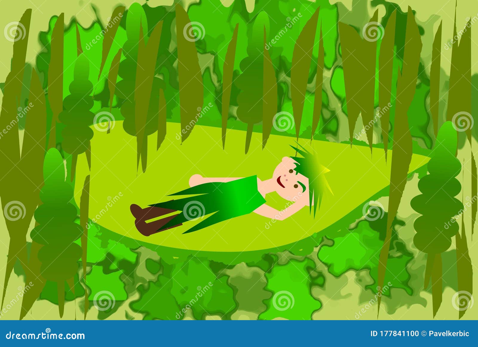 Dreaming Troll in a Magic Forest, Digital Art Stock Illustration ...
