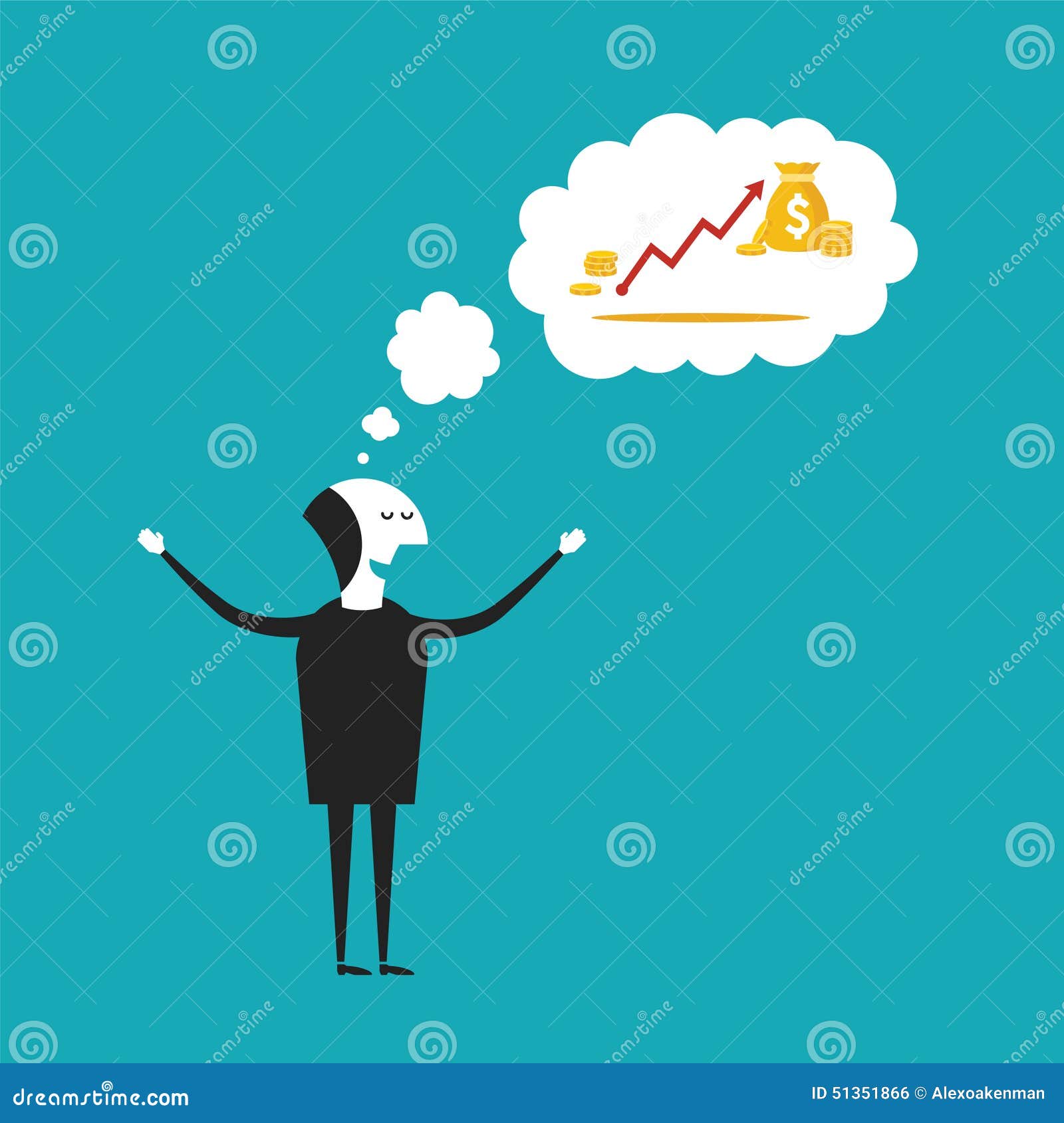 Dreaming about Wealth Vector Concept in Flat Cartoon Style Stock Vector ...