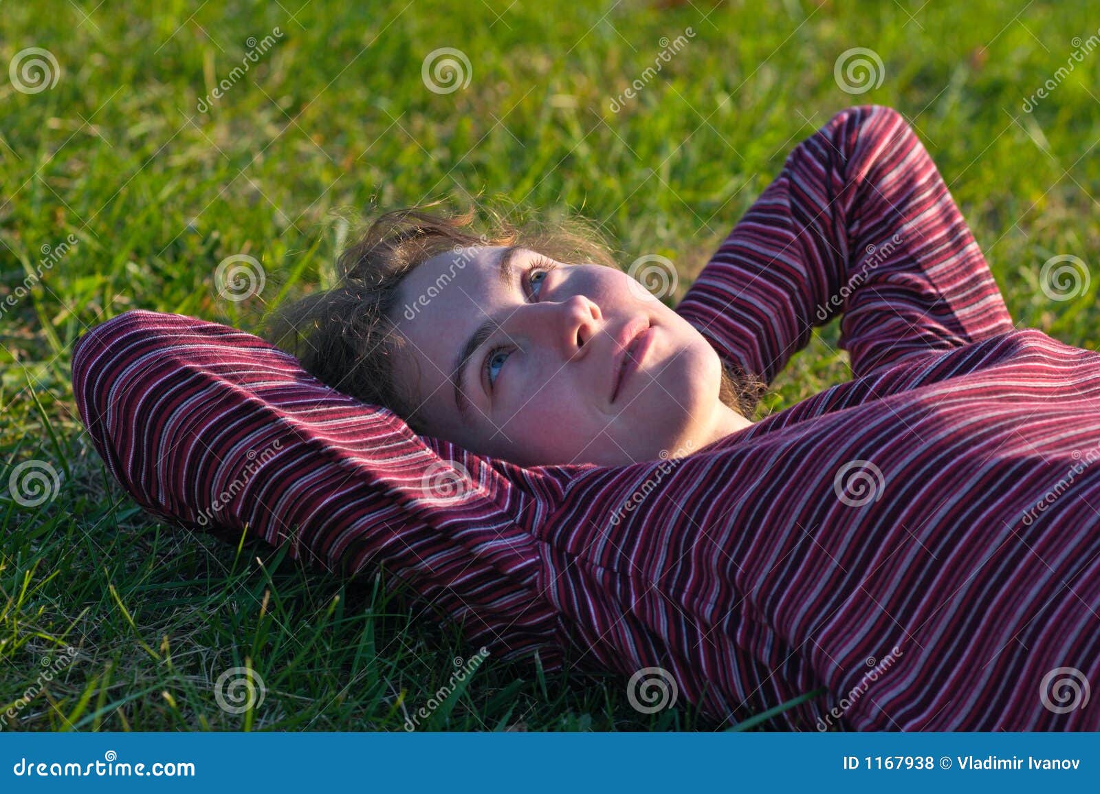 Dreaming woman stock photo. Image of meadow, beauty, happy - 1167938