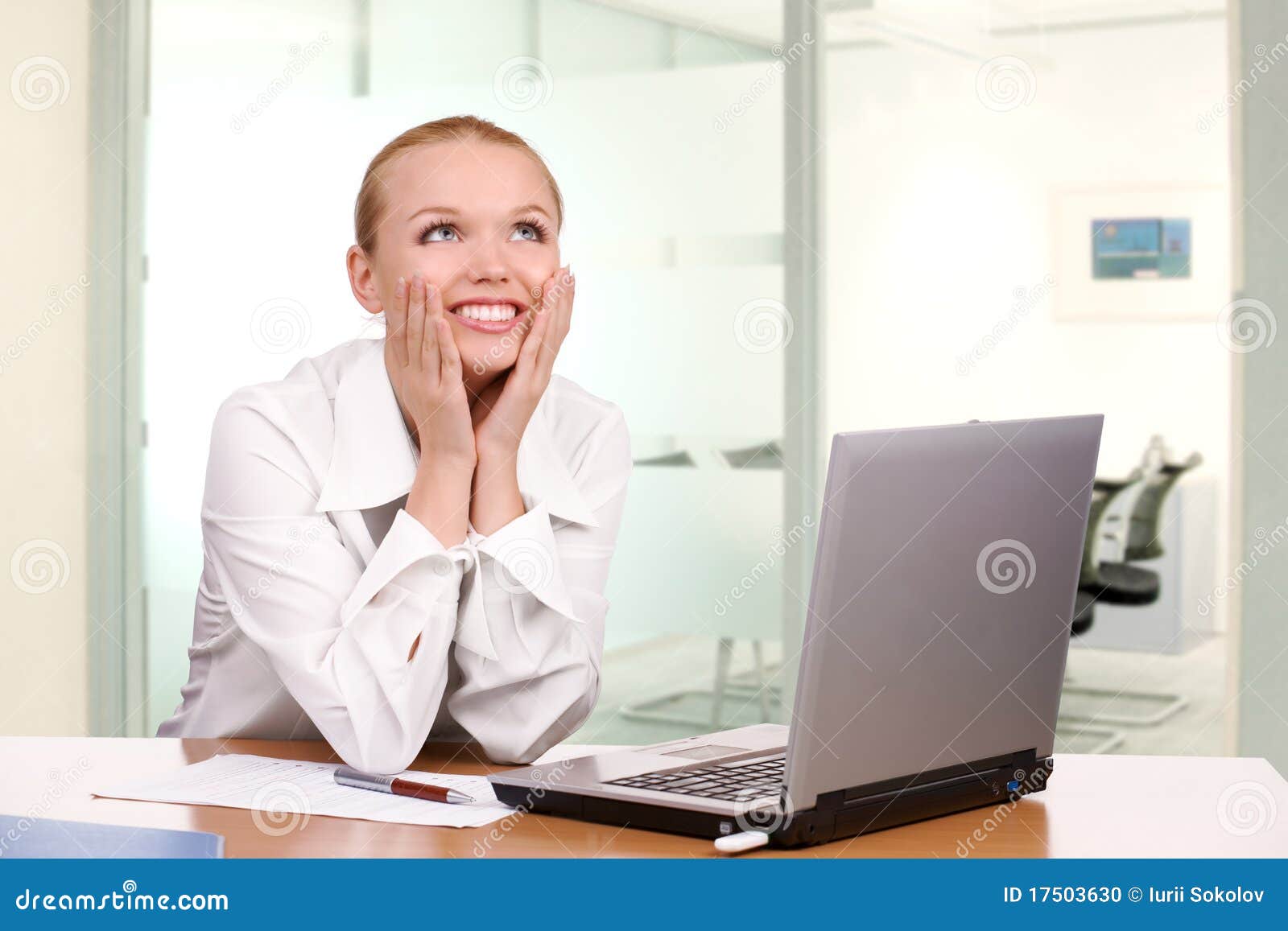 Dreaming at the workplace stock photo. Image of employment - 17503630