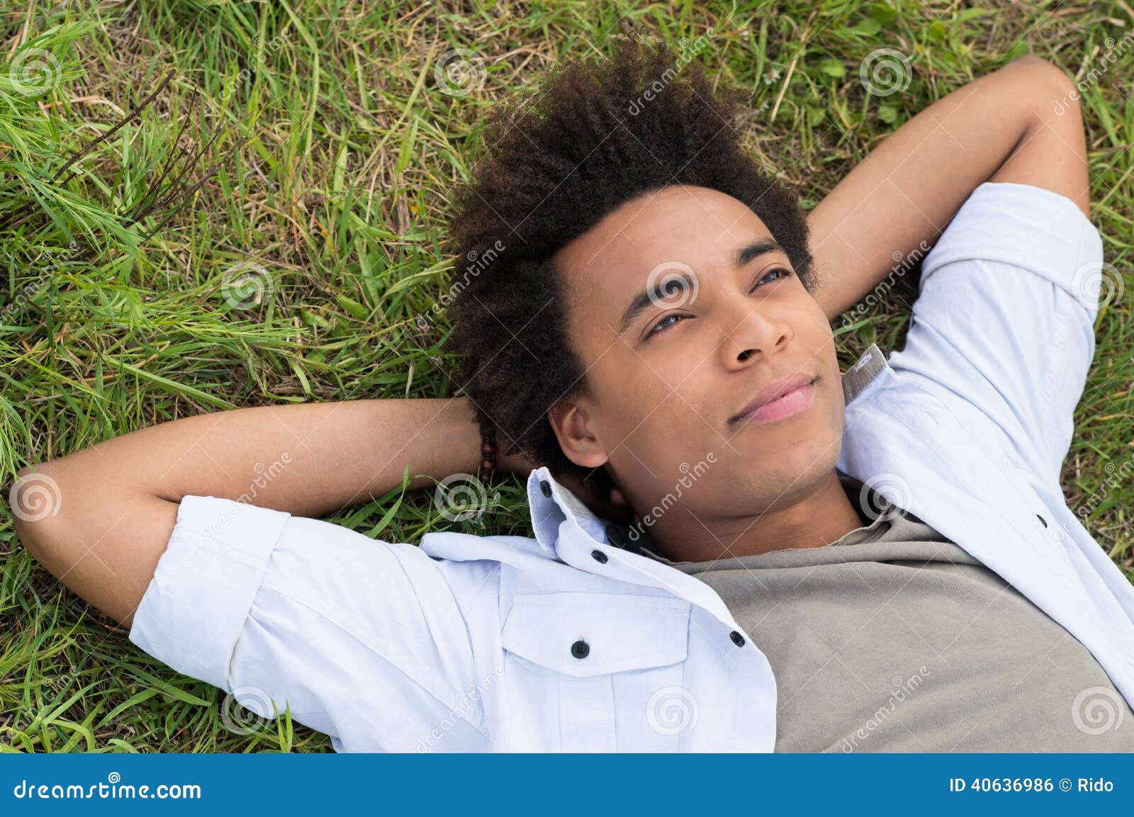Dreaming Young African Man stock photo. Image of pensive - 40636986
