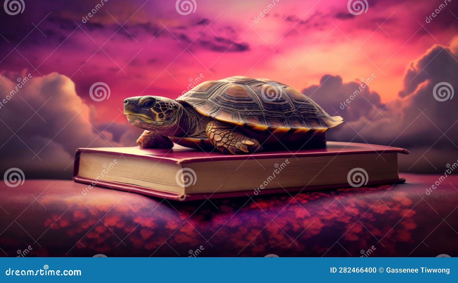 Dreamland of Turtles Reading Books, Generative AI Stock Illustration ...