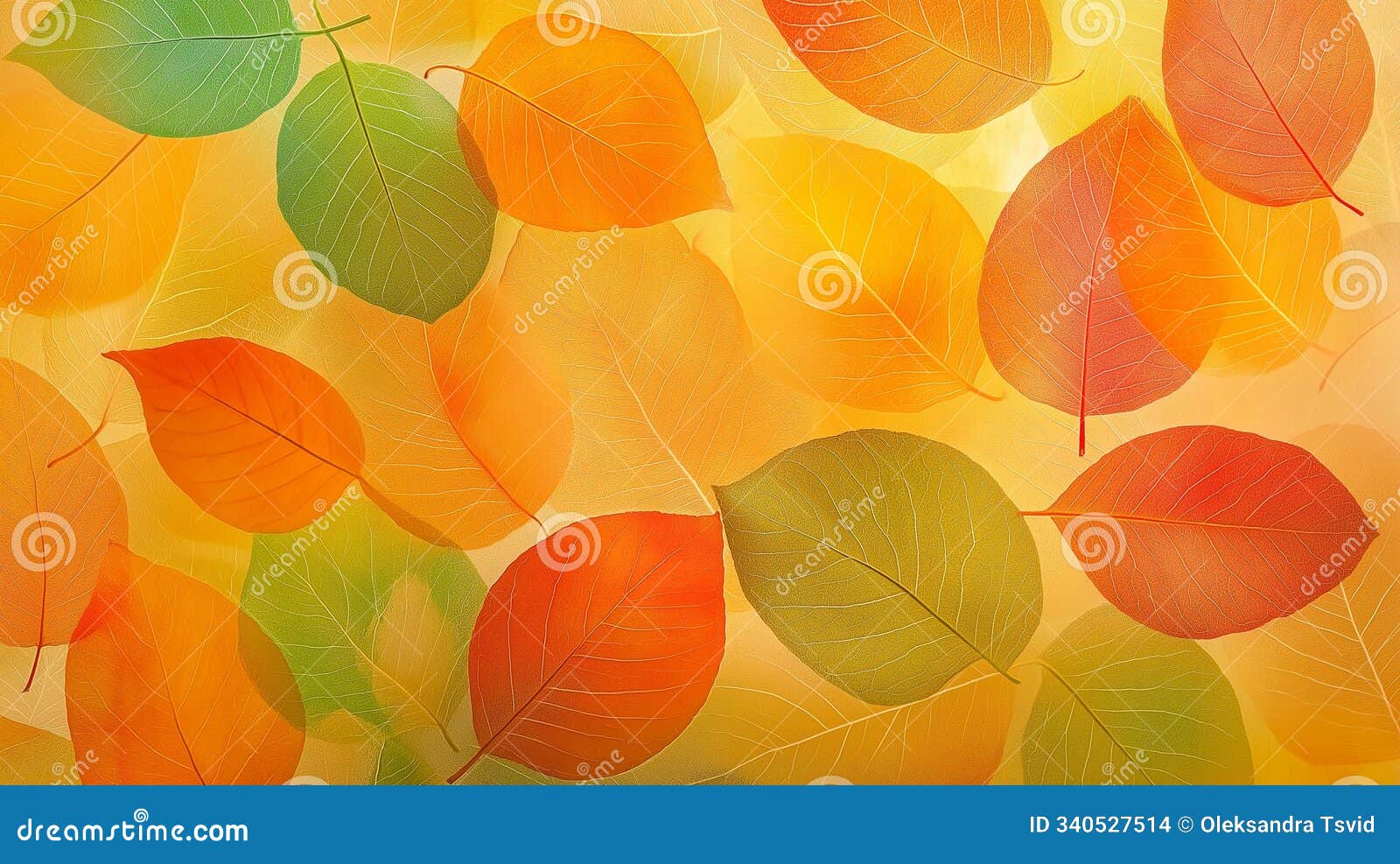 Background Featuring a Pattern of Fall Leave, Light Orange and Green ...