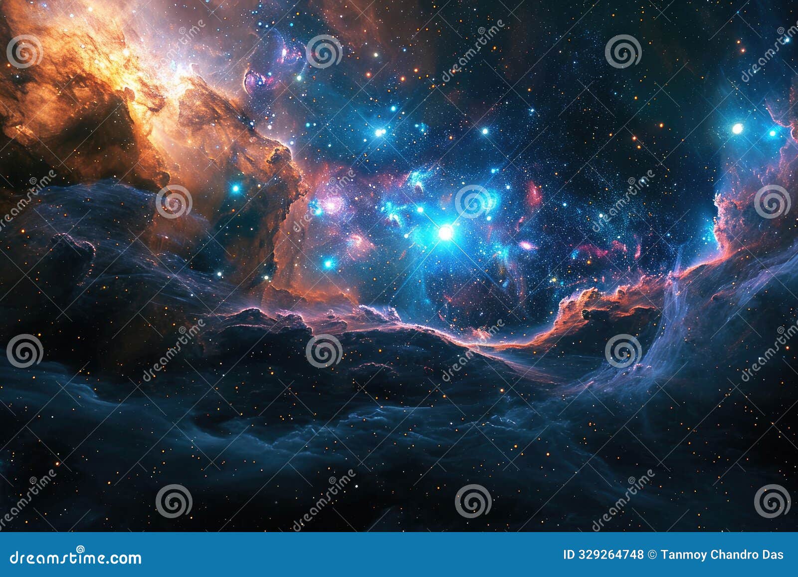 Dreamlike Celestial Landscape with Twinkling Stars and Bright Galaxies ...