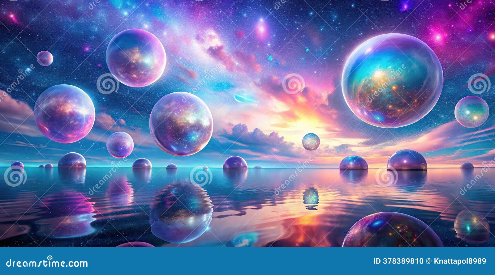 Dreamlike Celestial Landscape With Twinkling Stars And Bright Galaxies ...