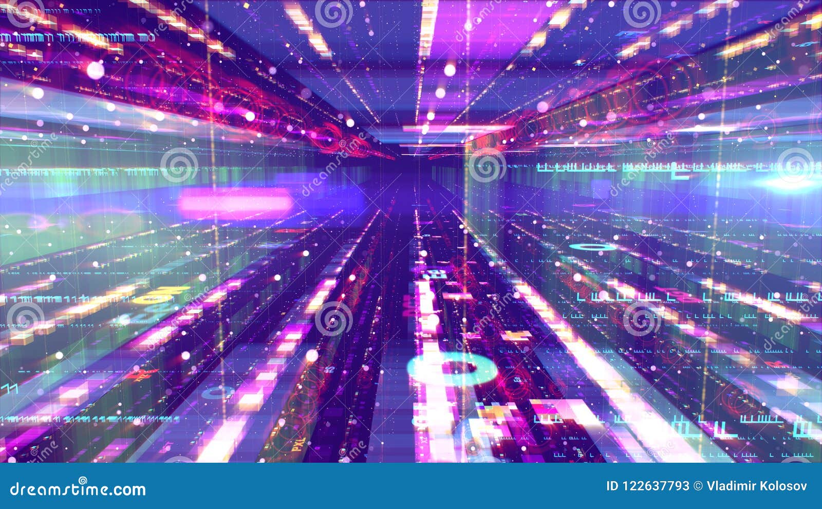 Sparkling Time Portal with Flying Spaceships Stock Illustration ...