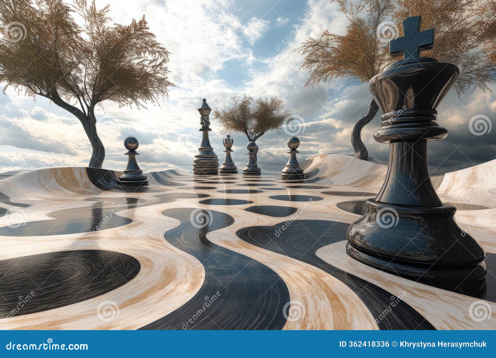 A Dreamlike, Gravity-defying Chessboard Landscape, Where Giant Chess ...
