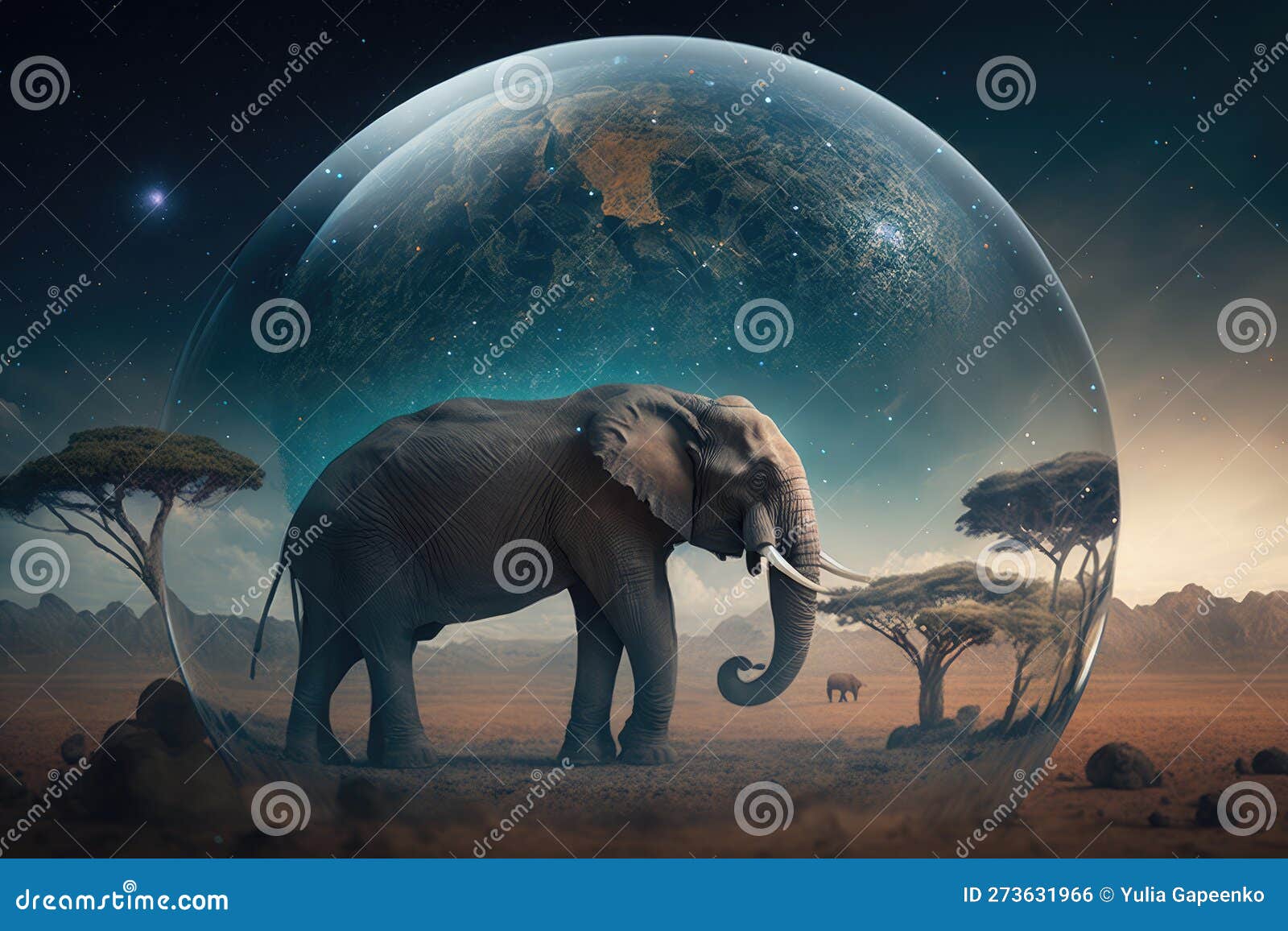 Dreamlike and Reality-bending Background with Elephant. Illustration AI ...