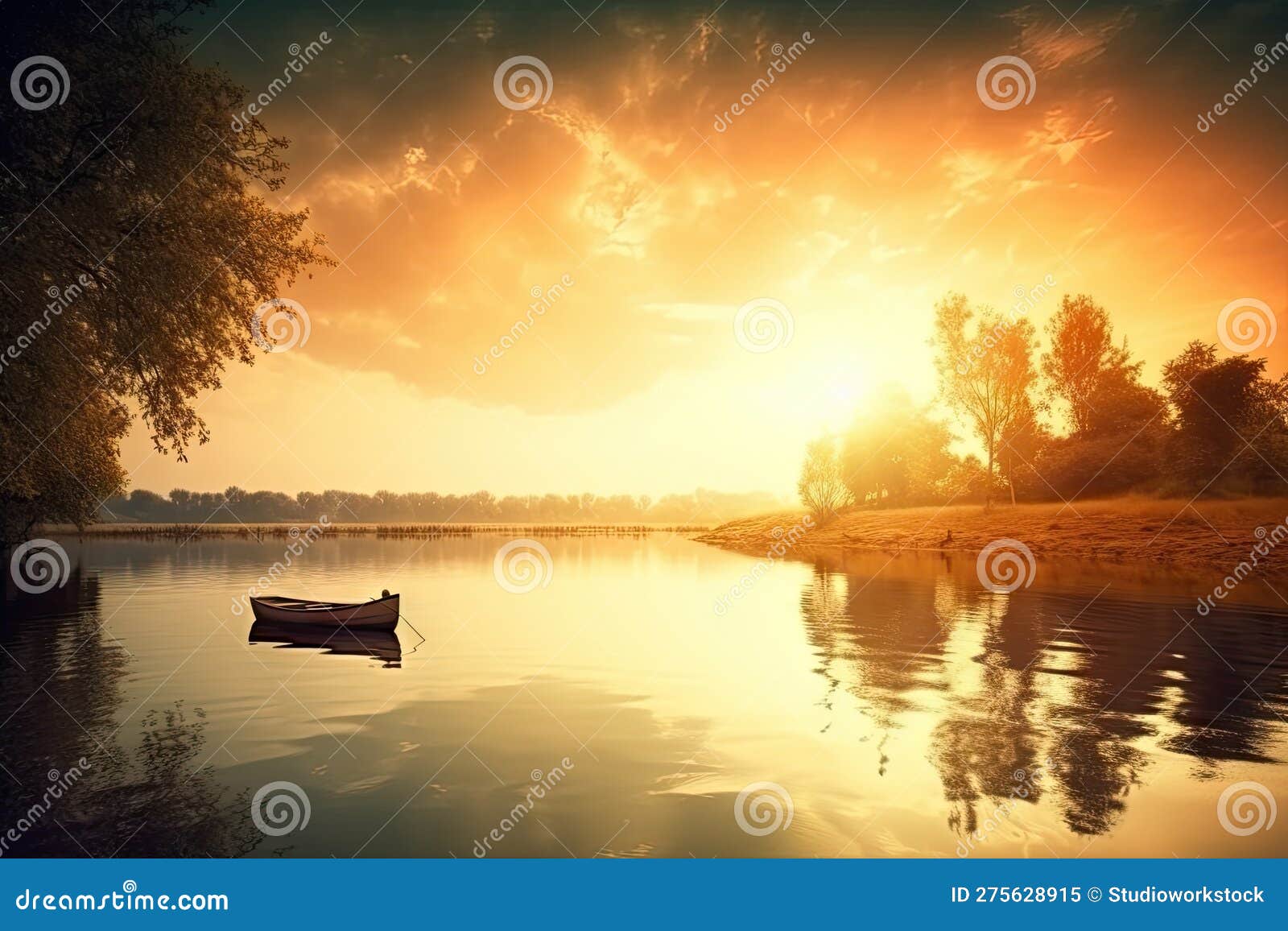 Dreamlike Scene of Beautiful Sunset Over a Peaceful Lake Stock ... Dreamlike Scene of Beautiful Sunset Over a Peaceful Lake Stock ...
