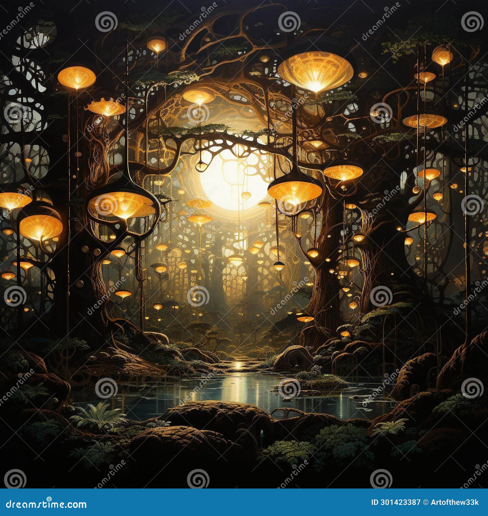 A Dreamlike Scene with Floating Objects and Strange Shapes Stock ...