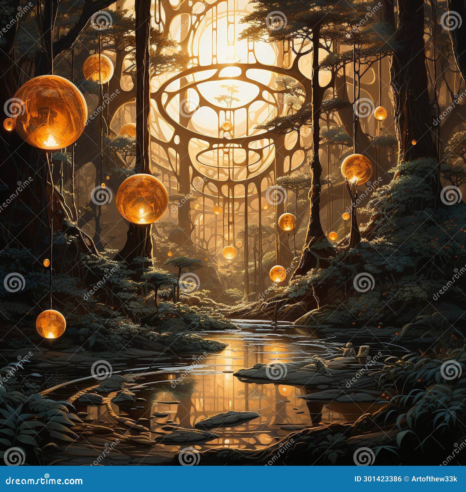 A Dreamlike Scene with Floating Objects and Strange Shapes Stock ...