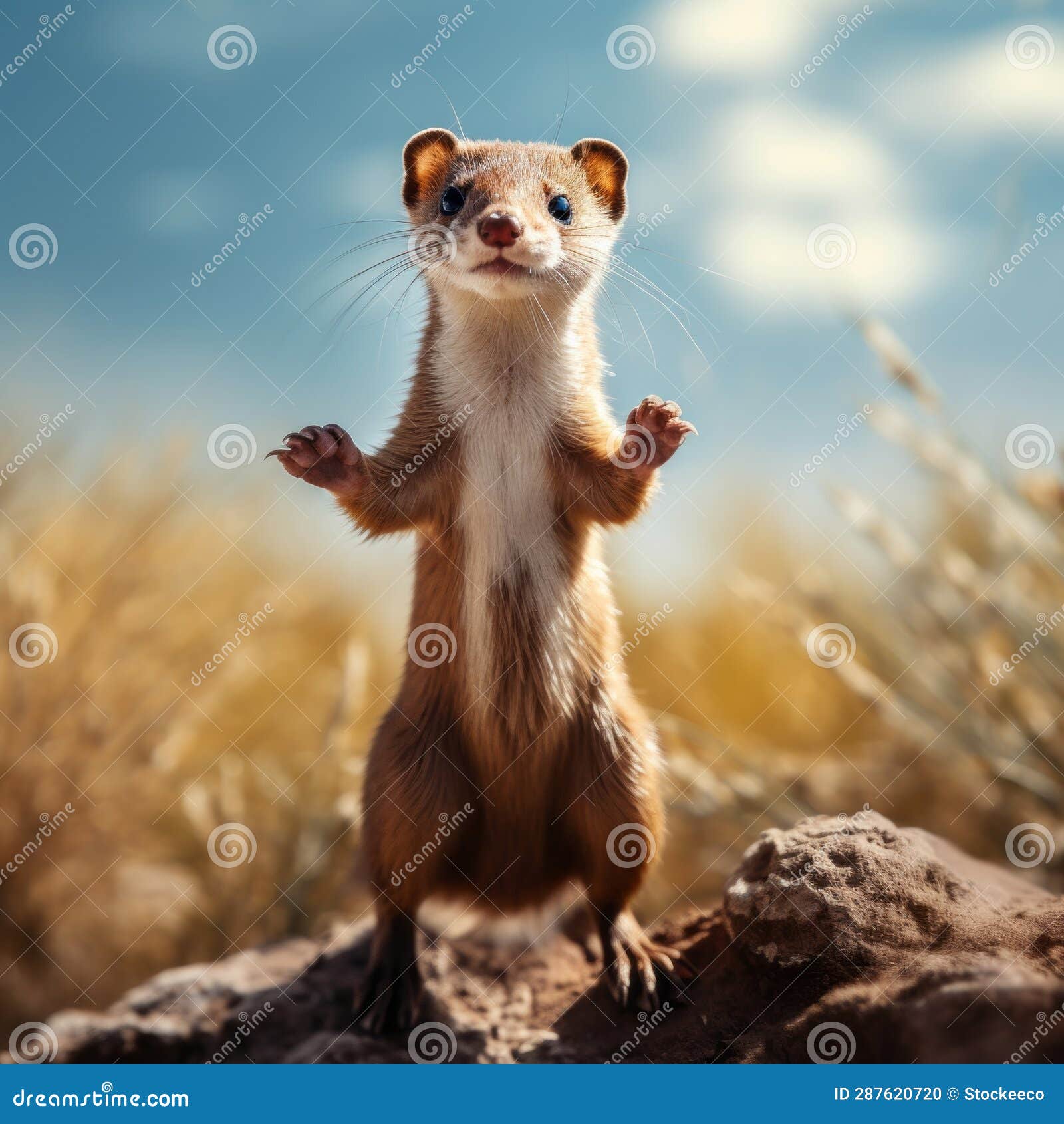 Dreamlike Silvertip Weasel: a Prairiecore Tale Stock Illustration ...