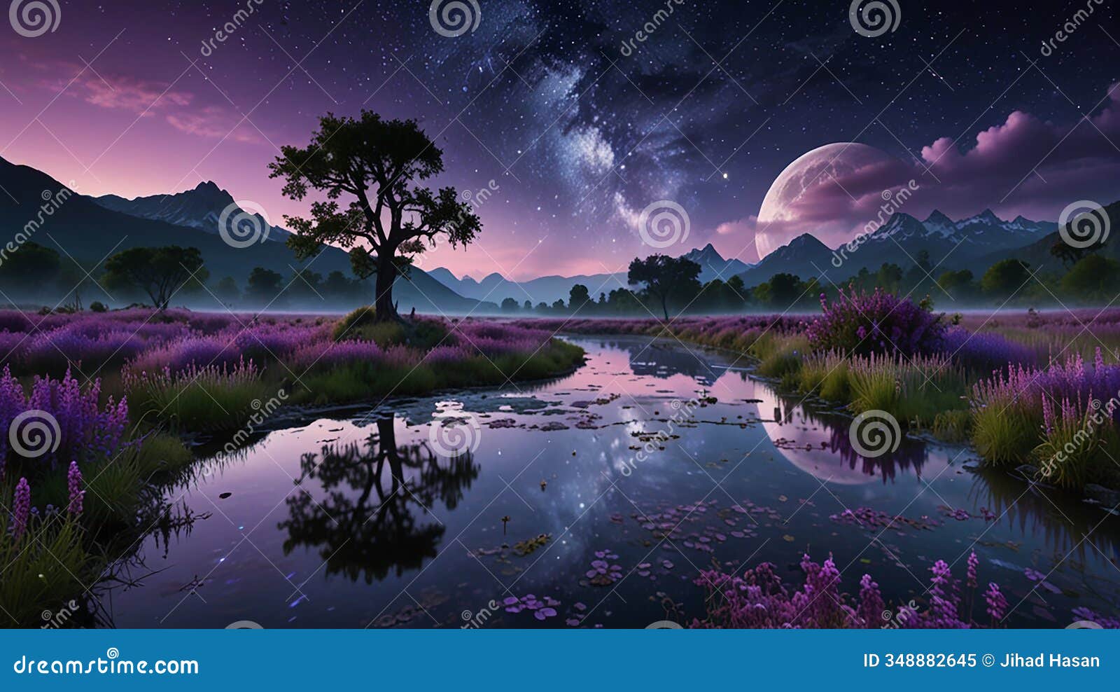 Dreamlike Surreal Purple Landscape Wallpaper Stock Image - Image of ...