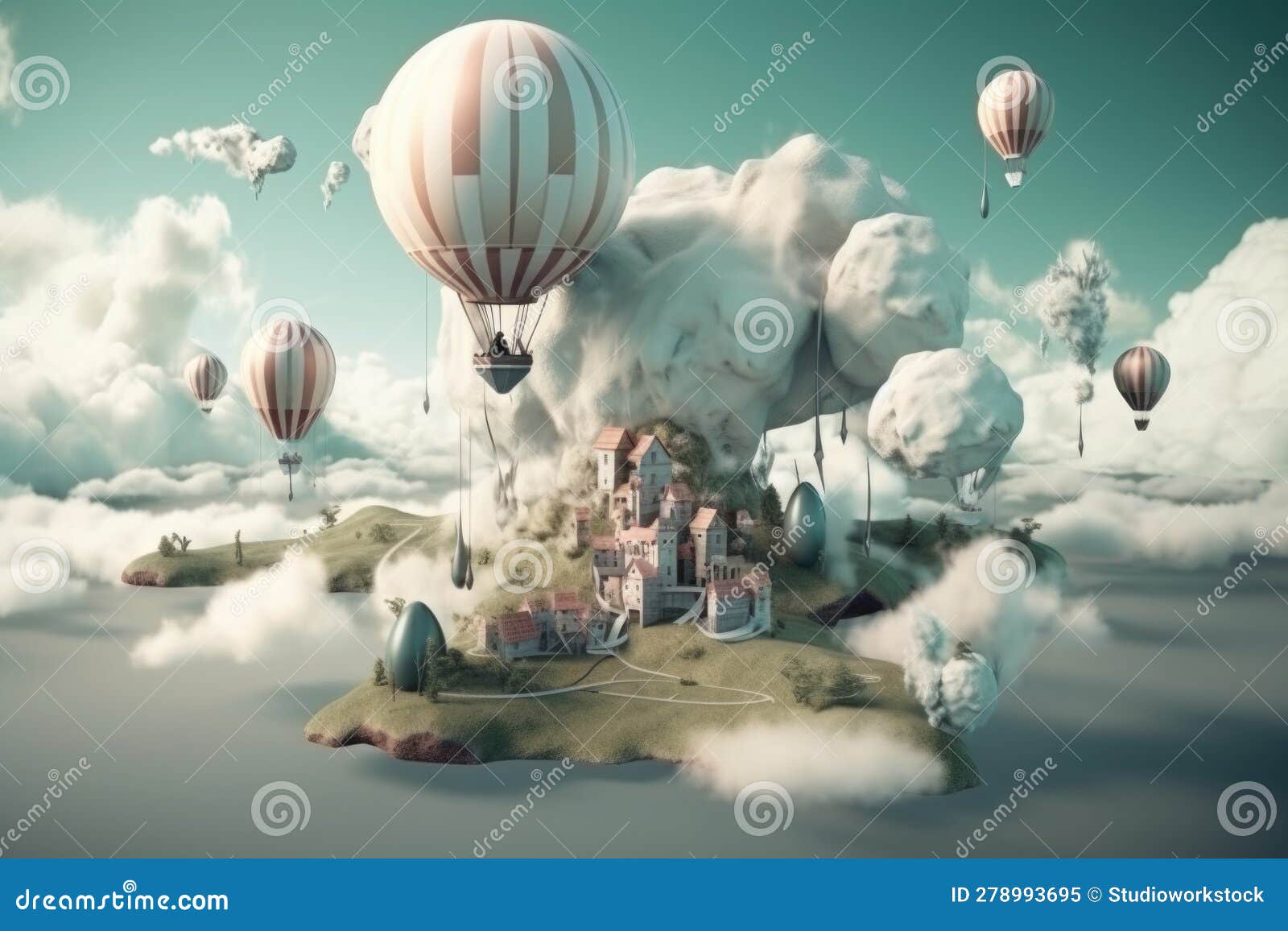 Dreamlike World with Surreal and Unexpected Elements, Including Flying ...