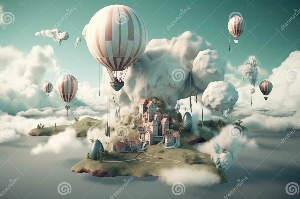 Dreamlike World with Surreal and Unexpected Elements, Including Flying ...