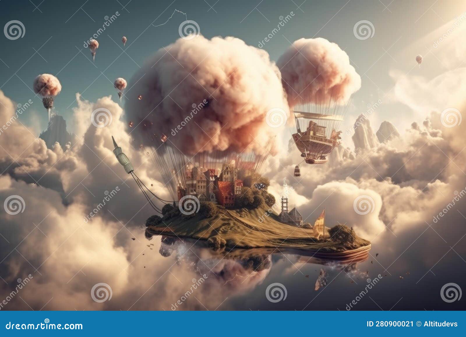 Dreamlike World with Surreal and Unexpected Elements, Including Flying ...