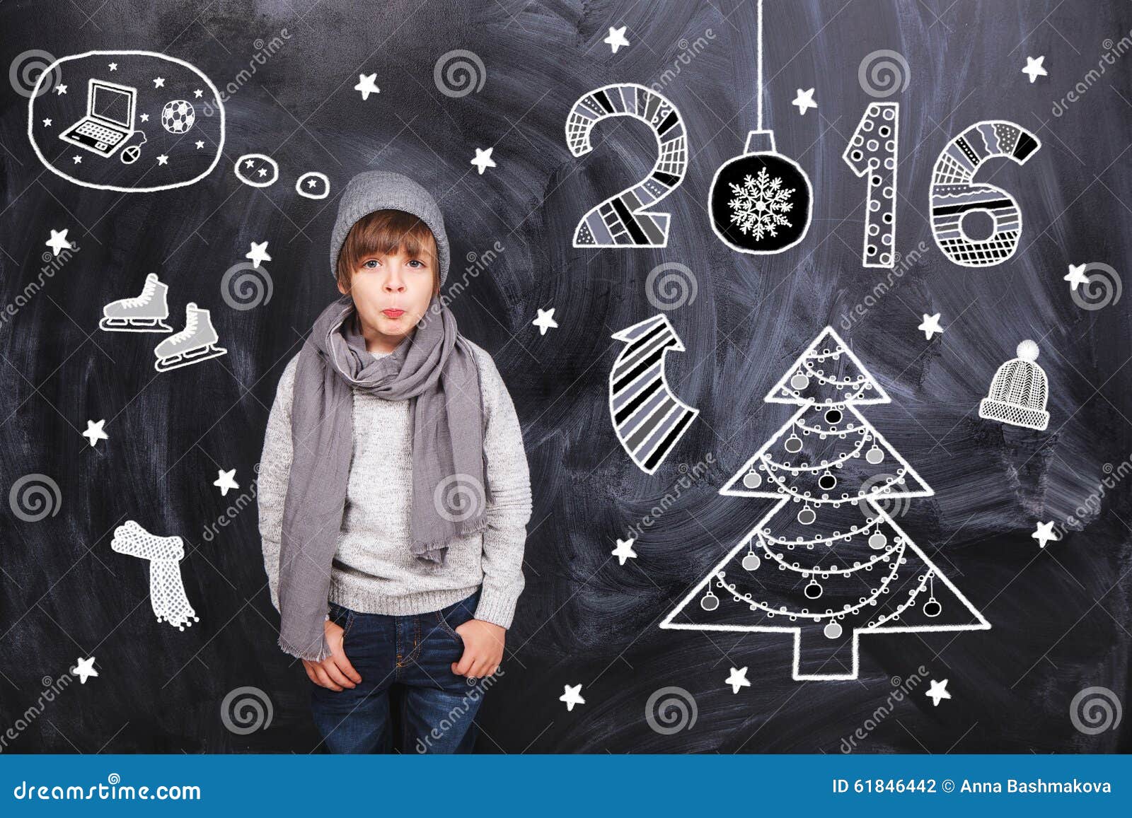 Dreams of a computer stock illustration. Illustration of blackboard ...