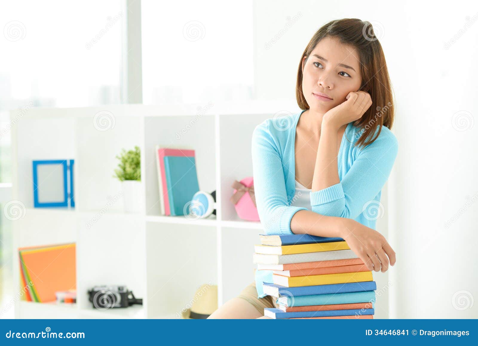 In dreams stock image. Image of focus, heap, female, leaning - 34646841