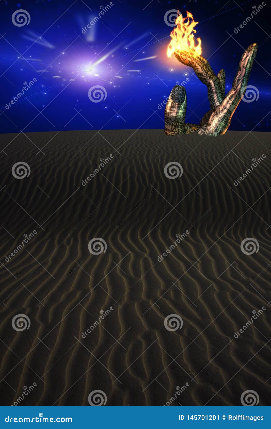 Fire In A Desert Settlement. Burning Buildings Of Nomads. Generated By ...