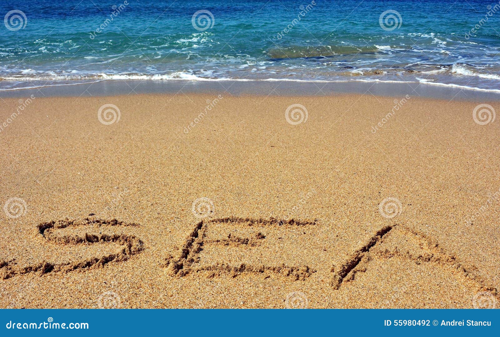 Sea Word Drawn on the Beach Sand Stock Photo - Image of giving, ocean ...