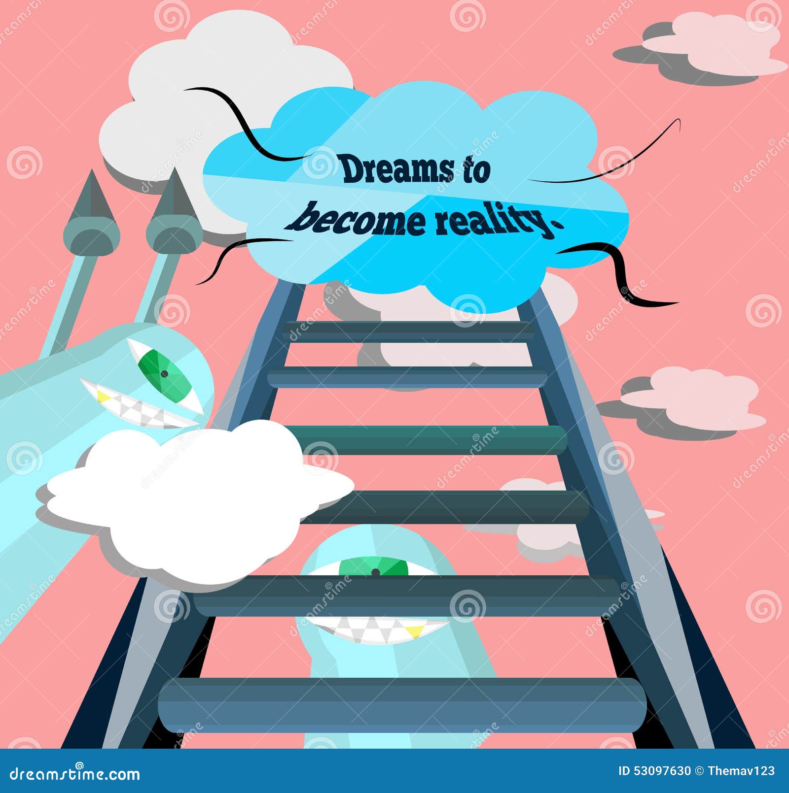 Dreams to become reality stock vector. Illustration of moon - 53097630