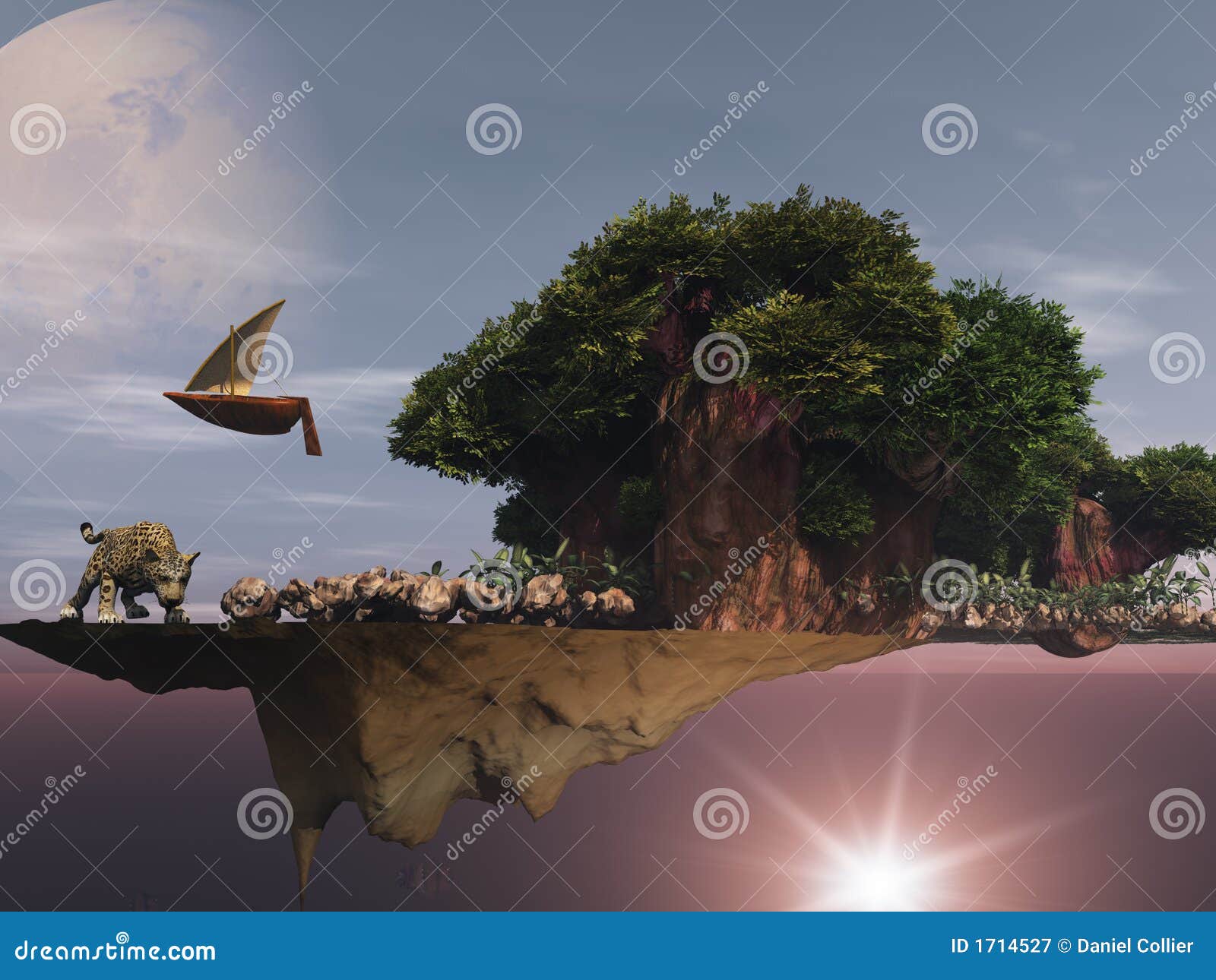 Dreamscape -- Surreal Floating Island Stock Illustration - Illustration ...