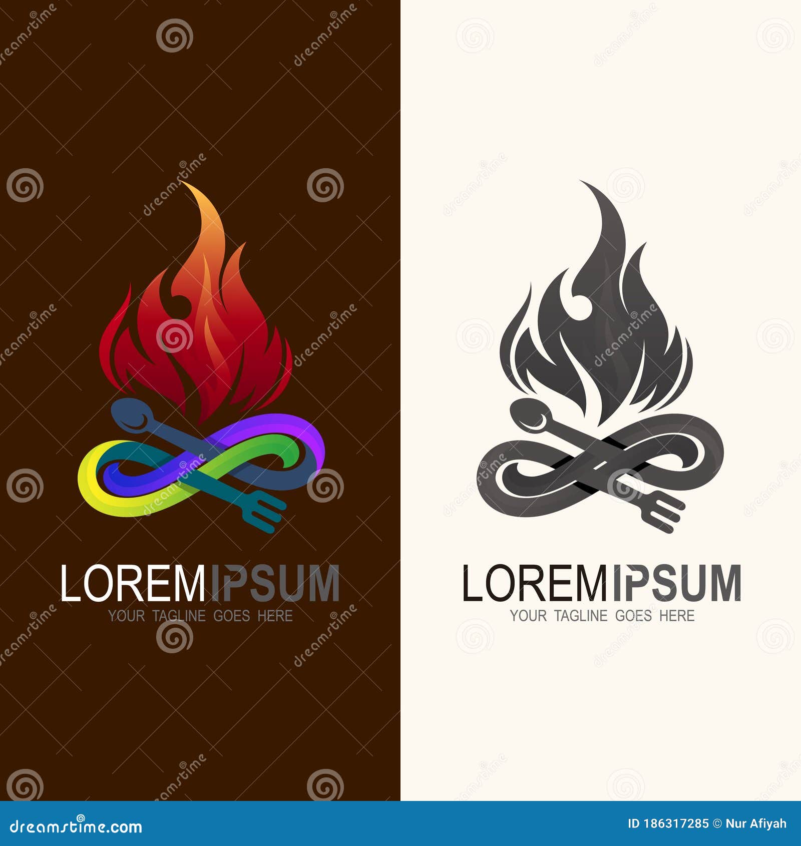 Fire Logo with Spoon and for Restaurant Logo Stock Vector ...
