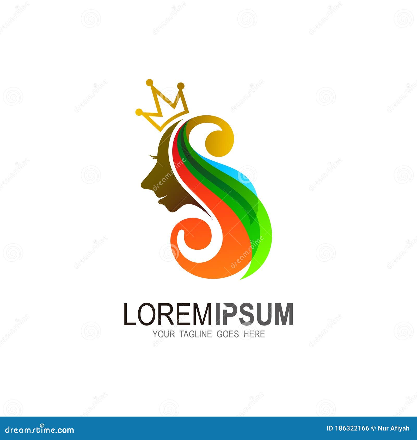 Beautiful Lady Logo with Queen Crown Stock Vector - Illustration of ...