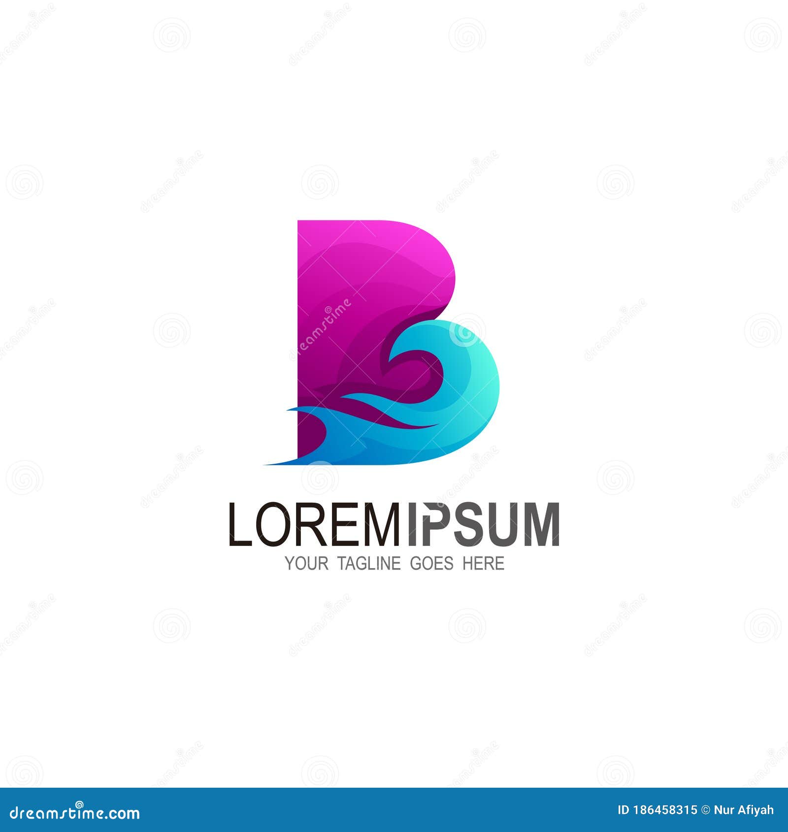 Letter B with Wave Water Shape Stock Vector - Illustration of concept ...