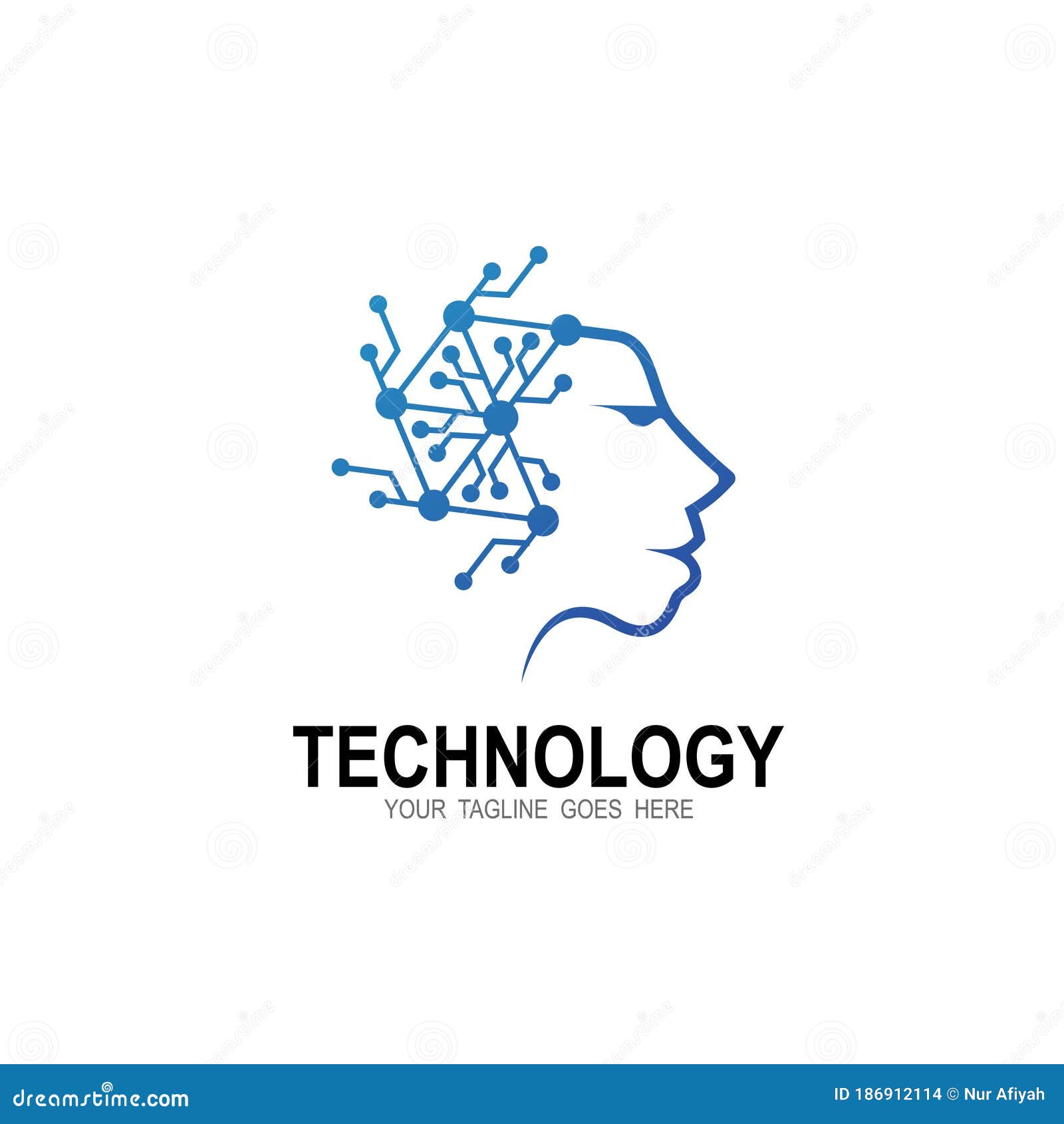 Face Logo with Technology Icons Stock Vector - Illustration of label ...