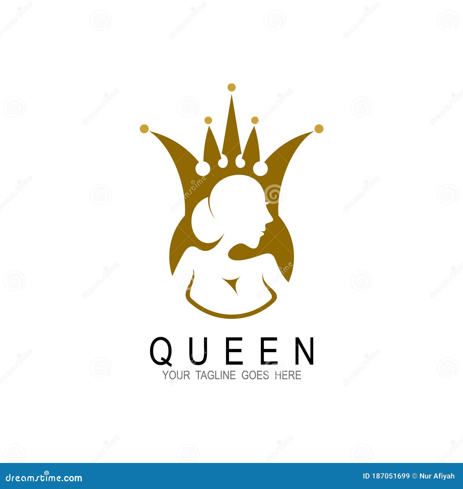 Golden Beauty Queen with Crown Template Logo Stock Vector ...