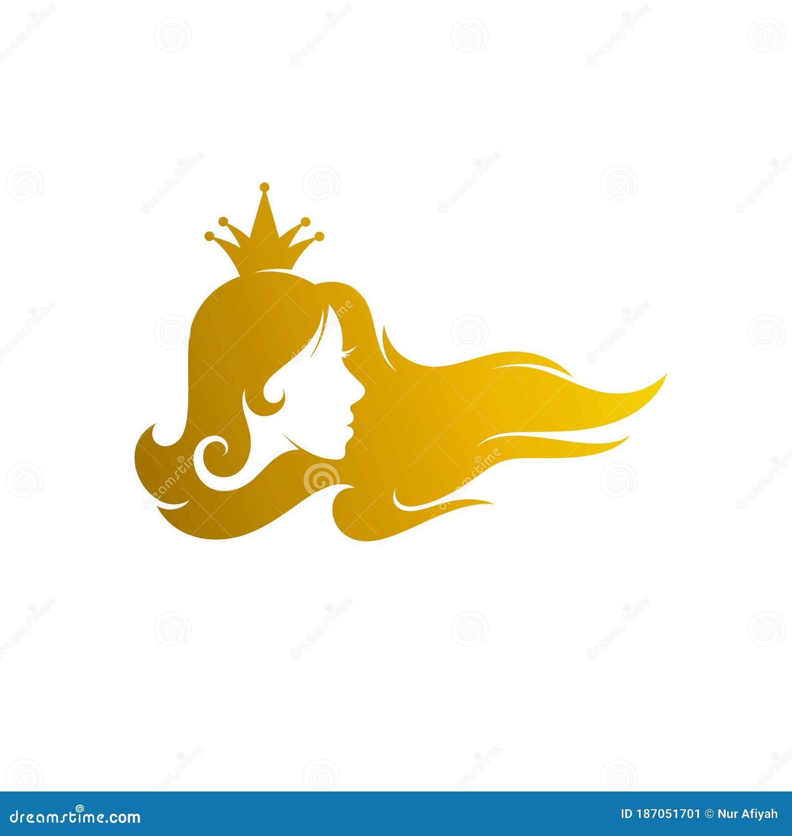 Golden Beauty Queen with Crown Template Logo Stock Vector ...