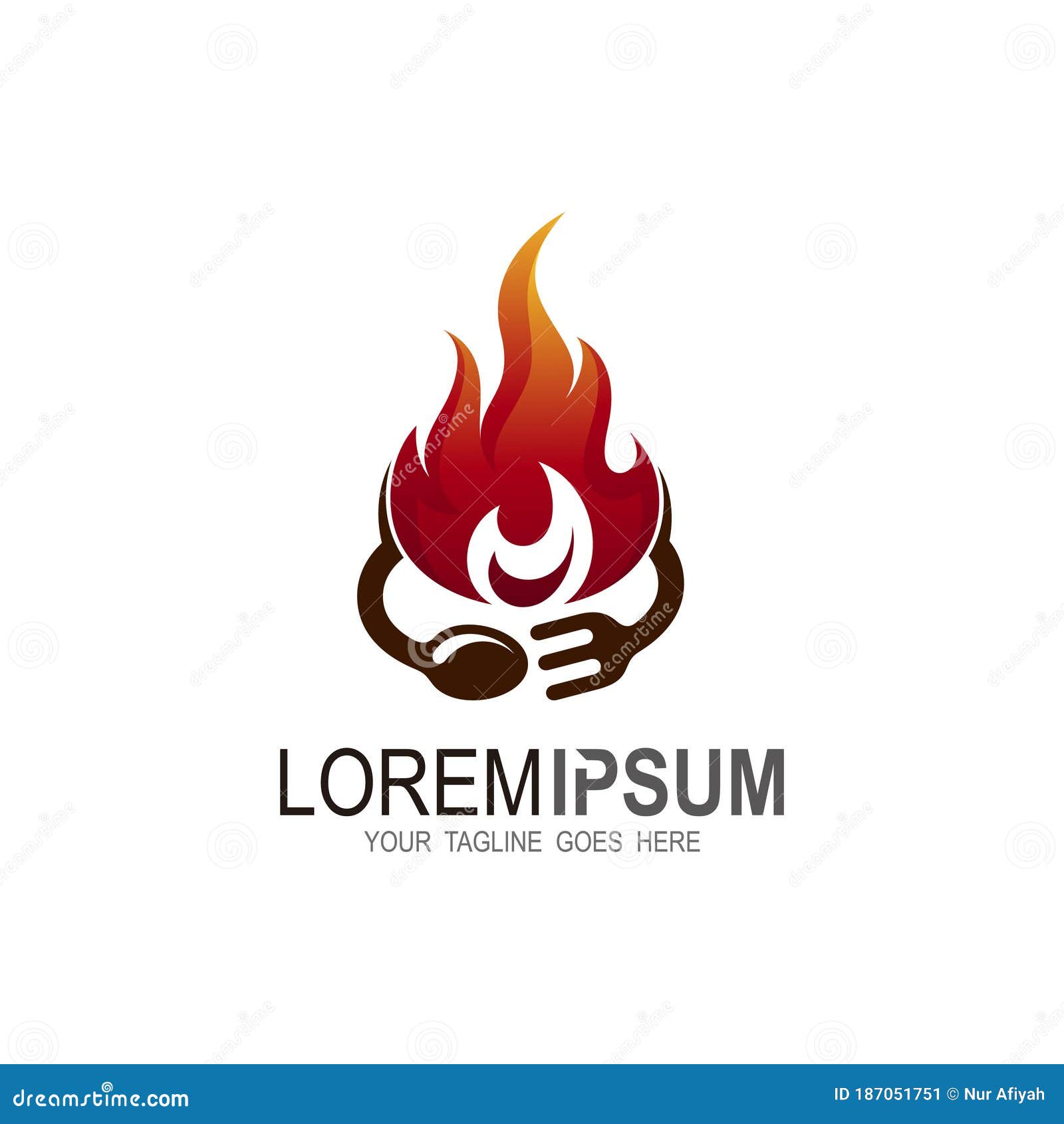 Fire Logo with Spoon and for Restaurant Logo Stock Vector ...