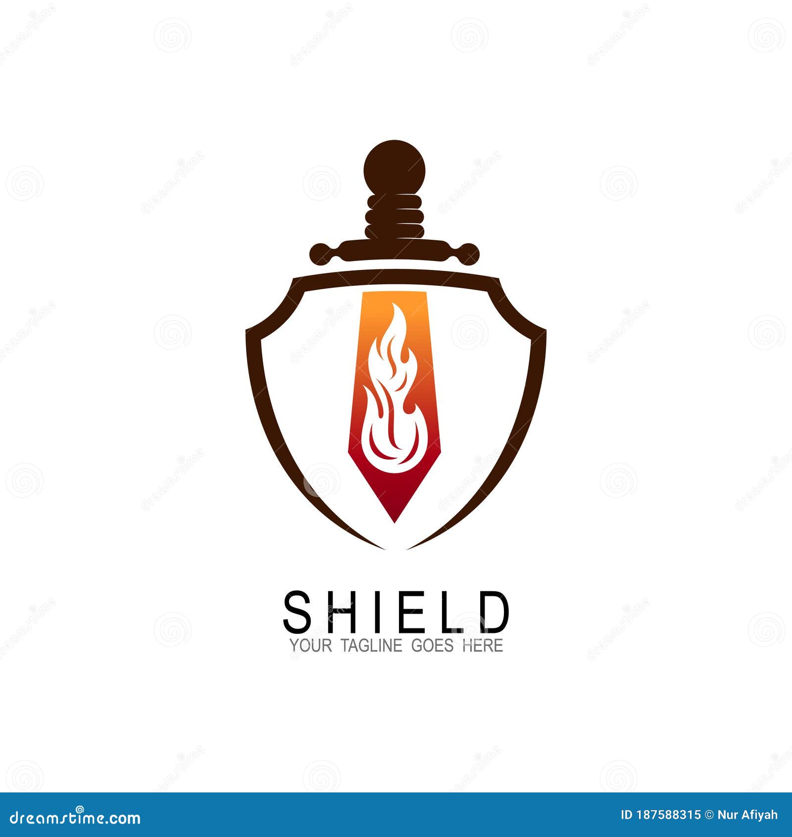 Sword and Shield with Fire Icon Stock Vector - Illustration of design ...