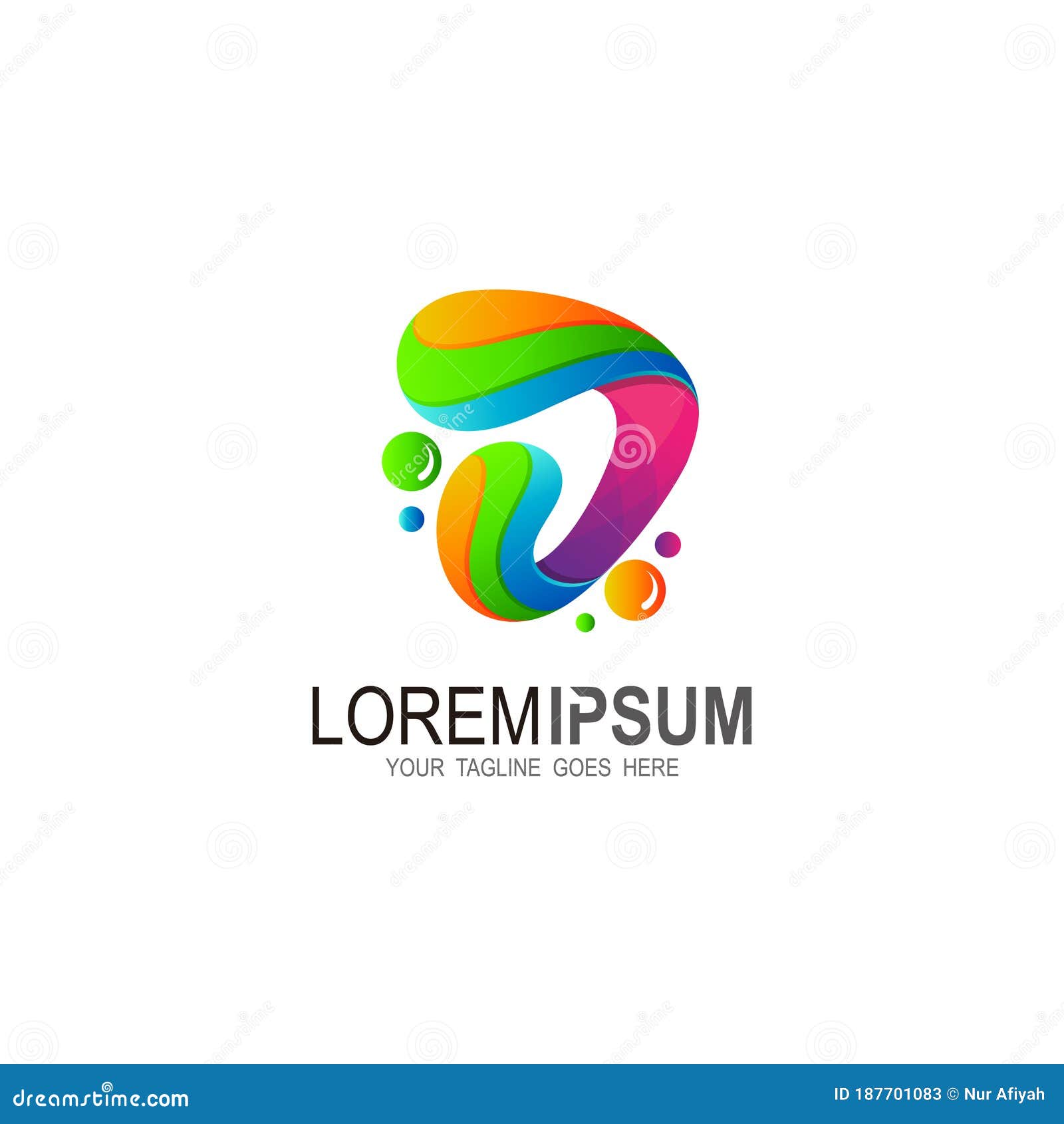 D Logo with Colorful Design and Glossy Icons Stock Vector ...
