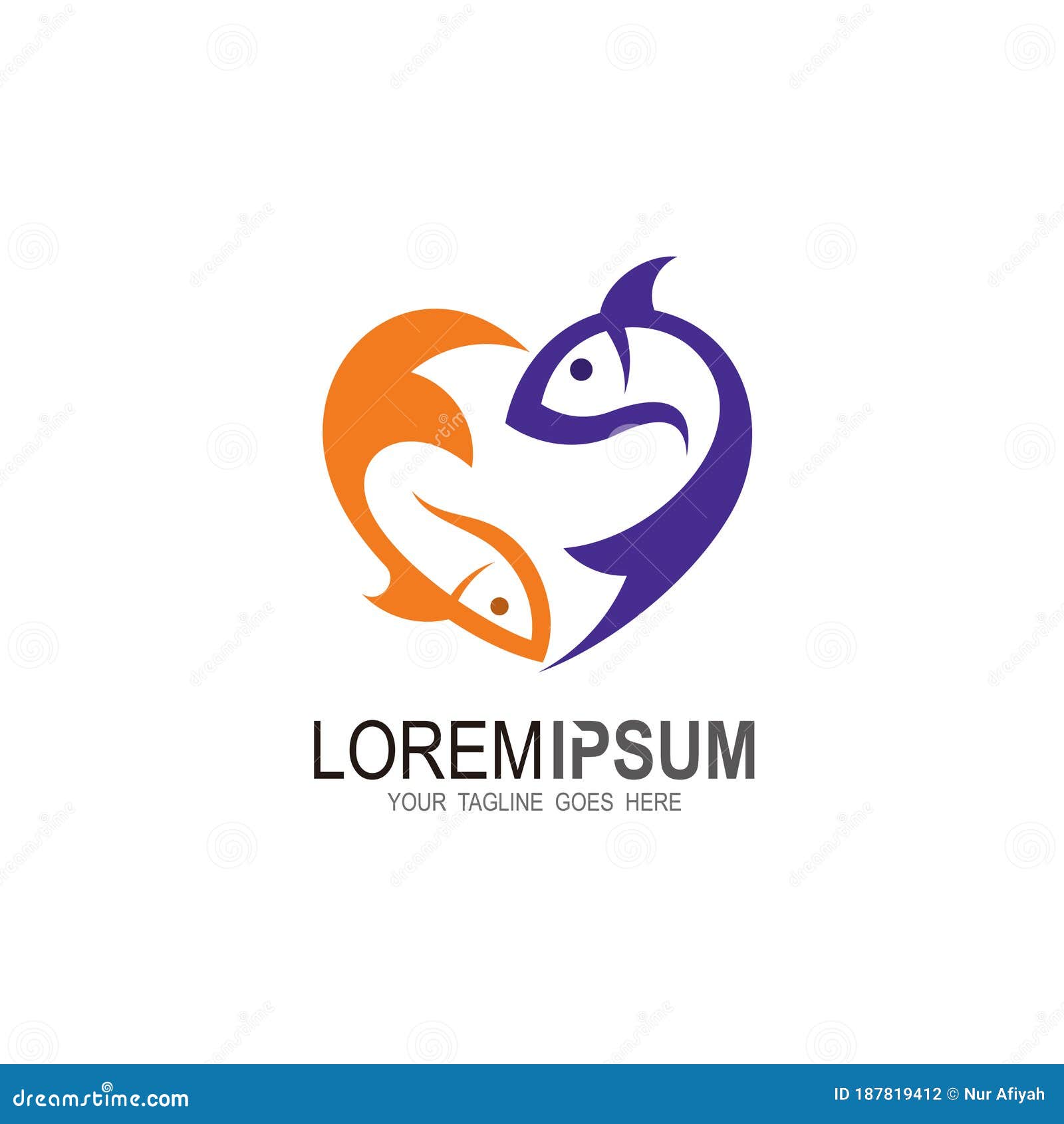 Fish Love Logo Template, Animal Icons Stock Vector - Illustration of ...