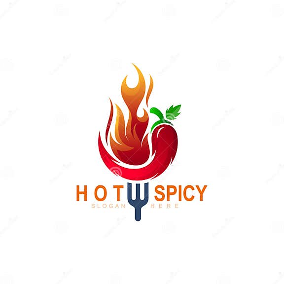 Hot Spicy Logo, Chili Logo with Fire Design Illustration Stock Vector ...