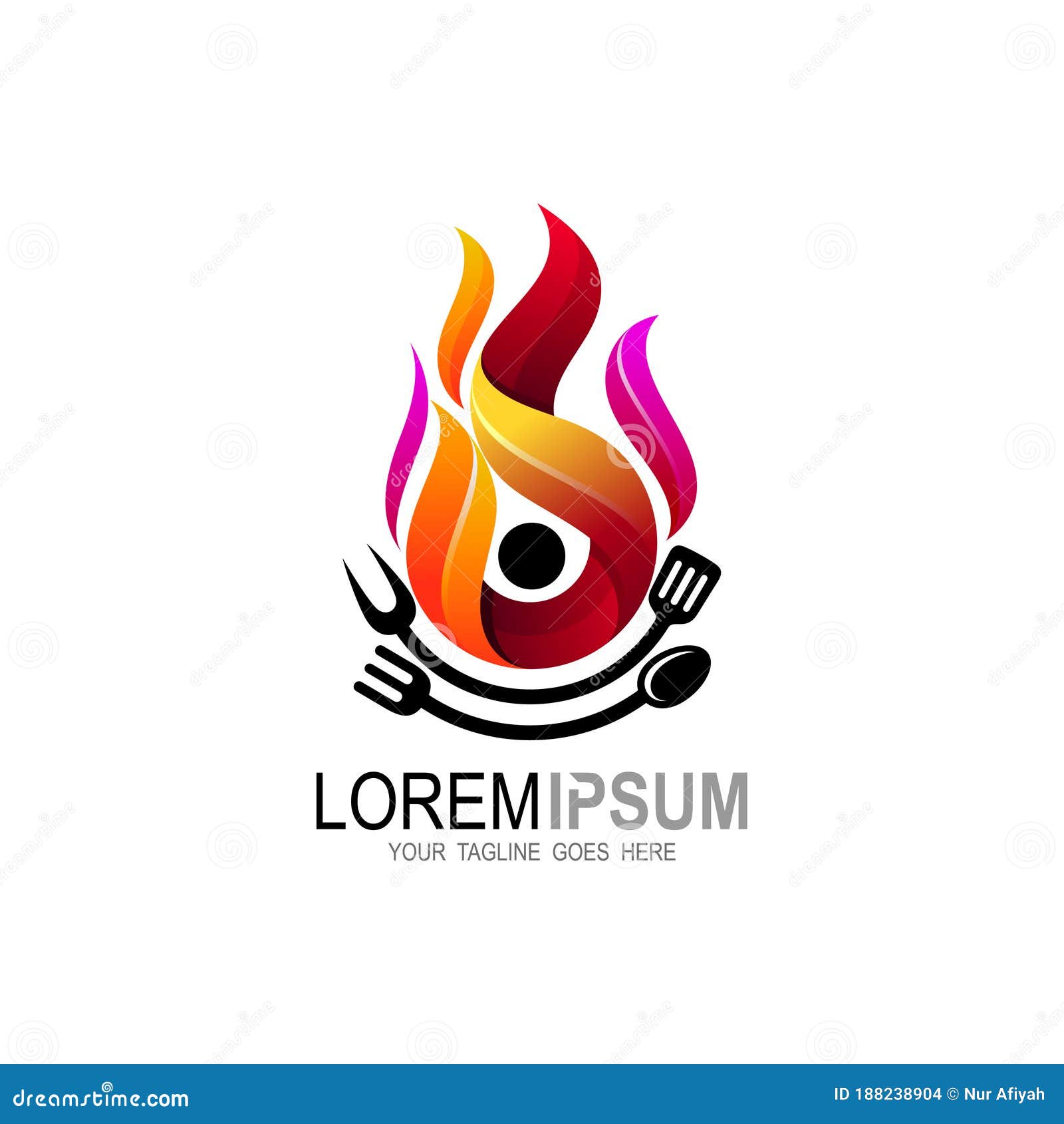 Fire Logo with Spoon and for Restaurant Logo Template Cooking Logo ...