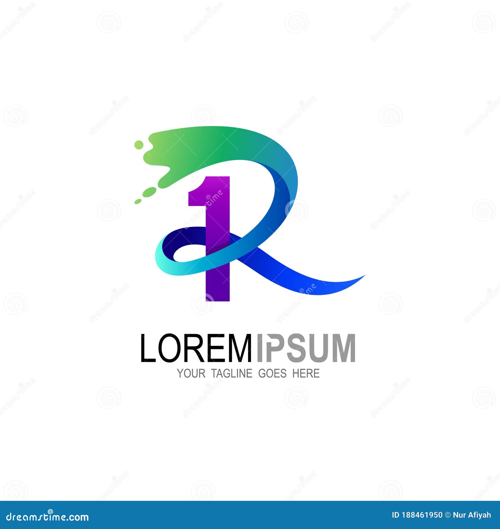 R and number 1 logo design stock vector. Illustration of colorful ...