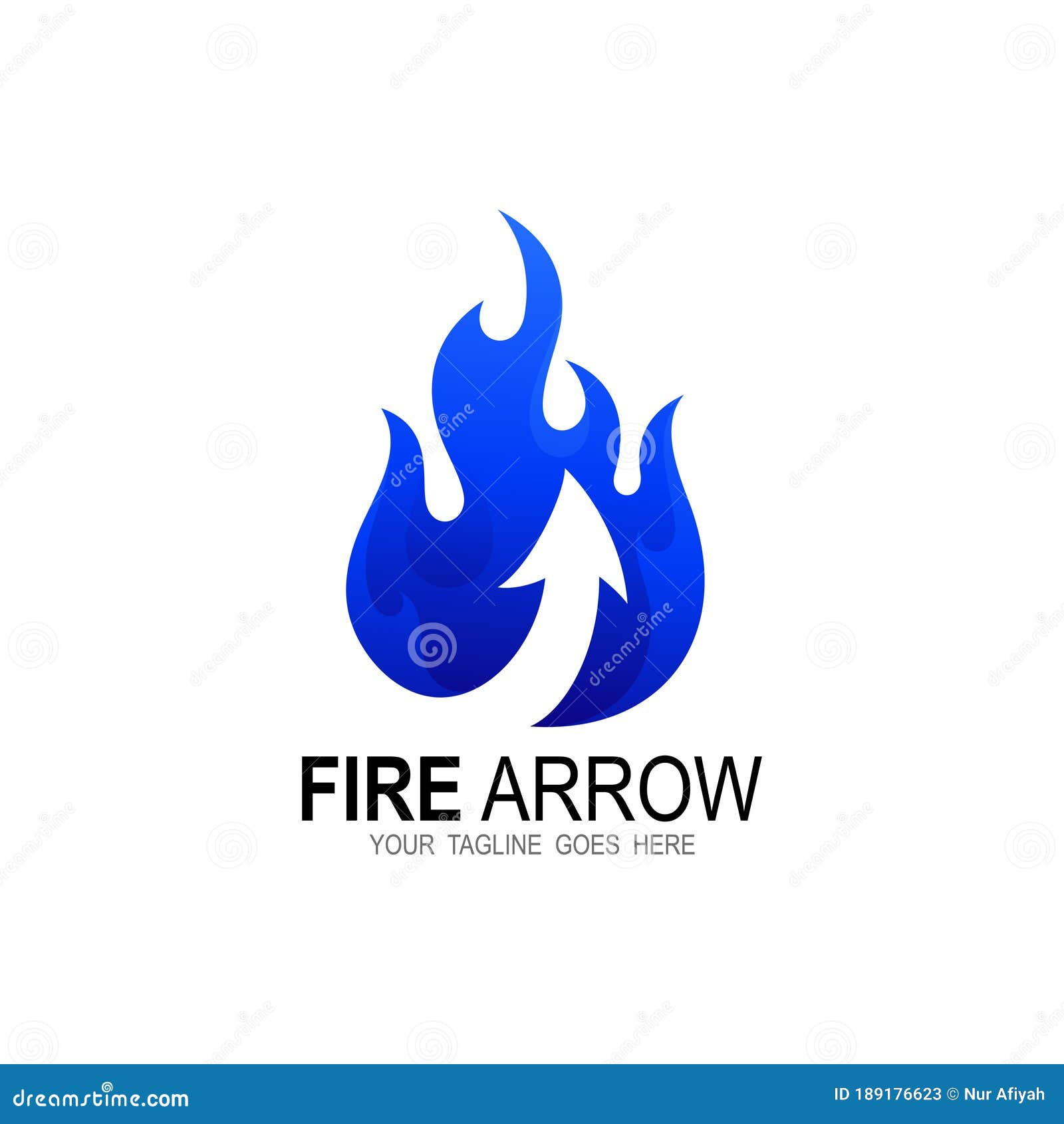Blue Fire Icon, Fire Logo with Arrow Design Illustration Stock Vector ...