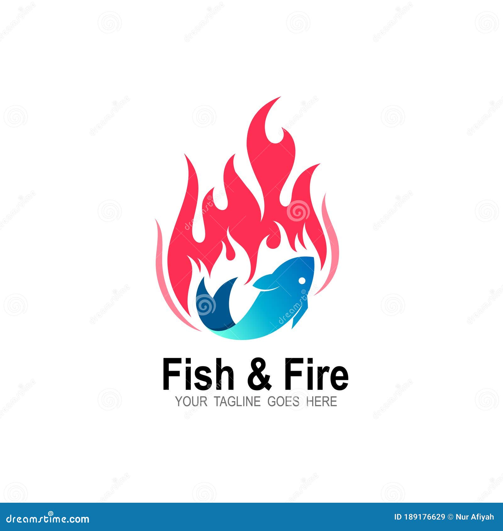 Restaurant Logo and Fish Food Icon, Fish Fire Logo Template Stock ...